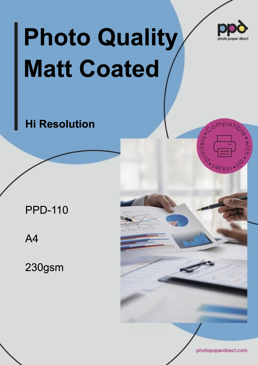 PPD Inkjet Matt Photo Quality Paper 230gsm A4 Hi Res PPD-110 ...