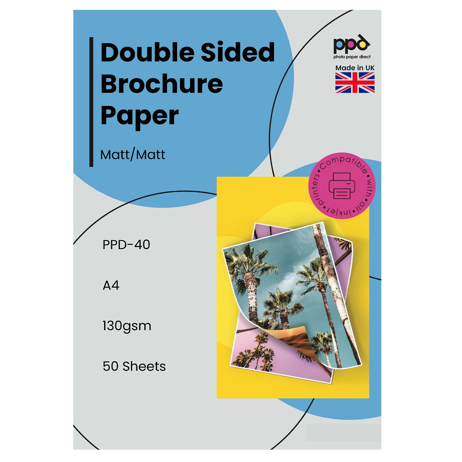PPD Inkjet Brochure Paper Double Sided Smooth Matt Finish 130gsm A4 PP ...