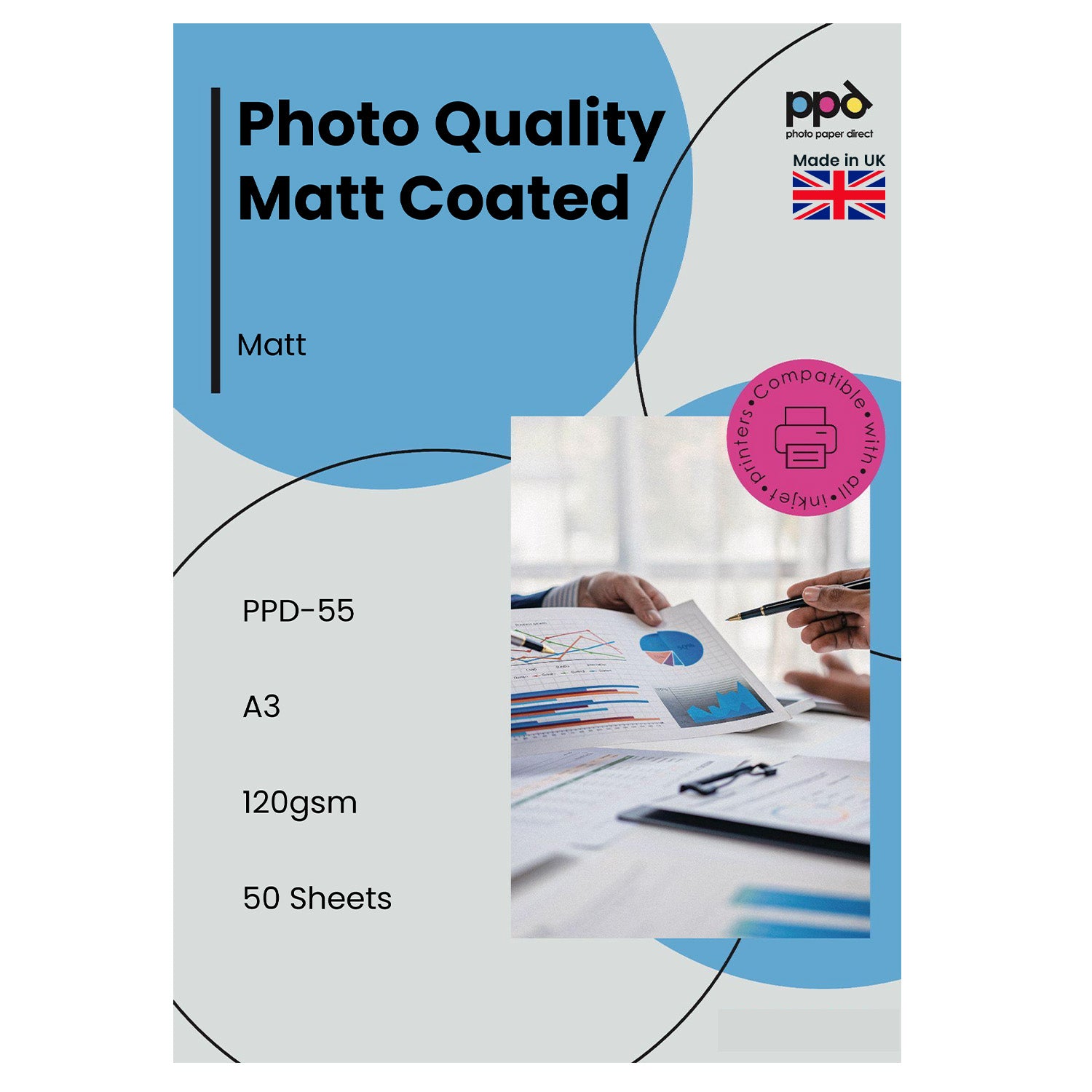 PPD Inkjet Photo Quality Matt Brochure Paper single sided 120gsm A3 PP ...
