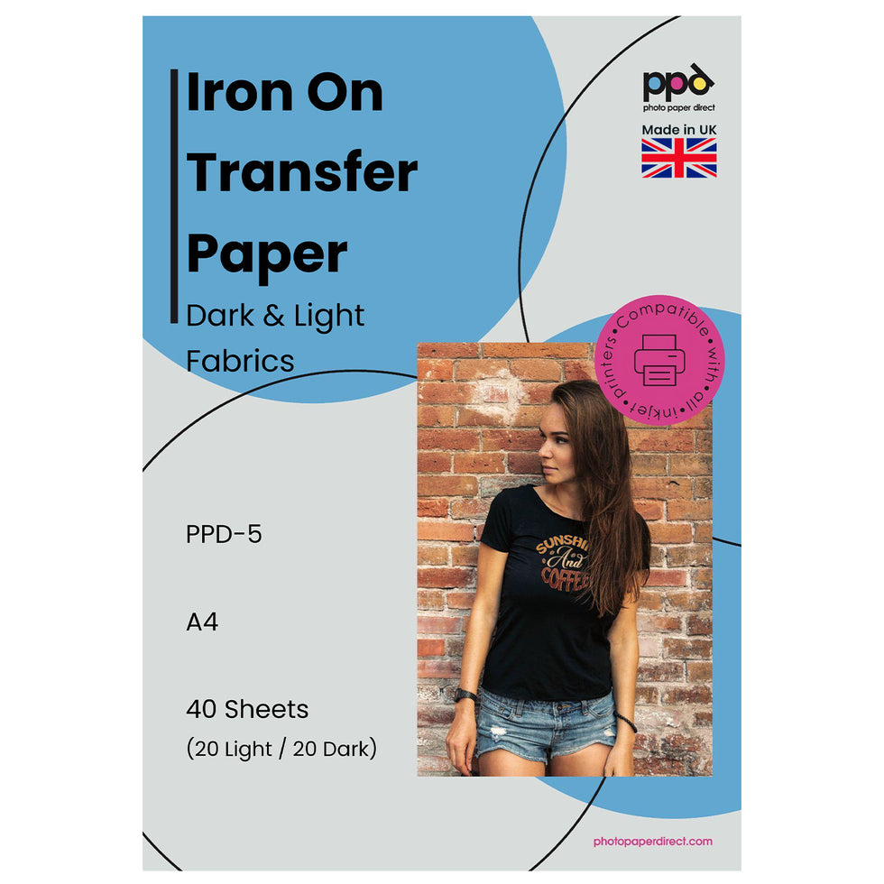 PPD Inkjet Iron On MULTIPACK 20 Light and 20 Dark Transfer Paper A4 PP ...